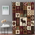 Bathroom Shower Curtain Deer Farm Wood Grain Waterproof Shower Curtains ...