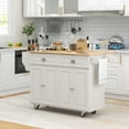 HOMCOM Large Rolling Kitchen Island Drop Leaf, Portable Kitchen Cart ...