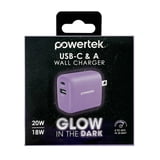Liquipel Powertek Glow in the Dark 20W Combo Wall Charger - Purple ...