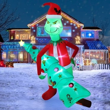 COMIN 5.5 FT Long Christmas Inflatables Gnome Ride Corgi Dog Blow Up ...