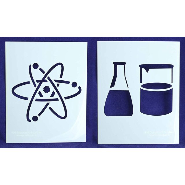 Beaker/Flask/Atom Science Stencils Mylar 2 Pieces of 14 Mil 8" X 10 ...