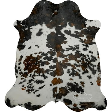 Genuine Leather Cowhide Rug, Large 6' x 7', Turquoise Devore on Brindle ...