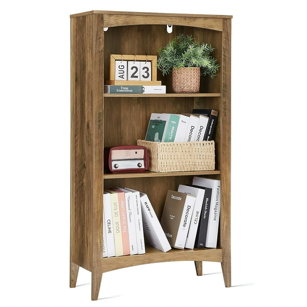 3 Tier Wooden Bookcase, 109 cm H Open Display Bookshelf with Storage ...