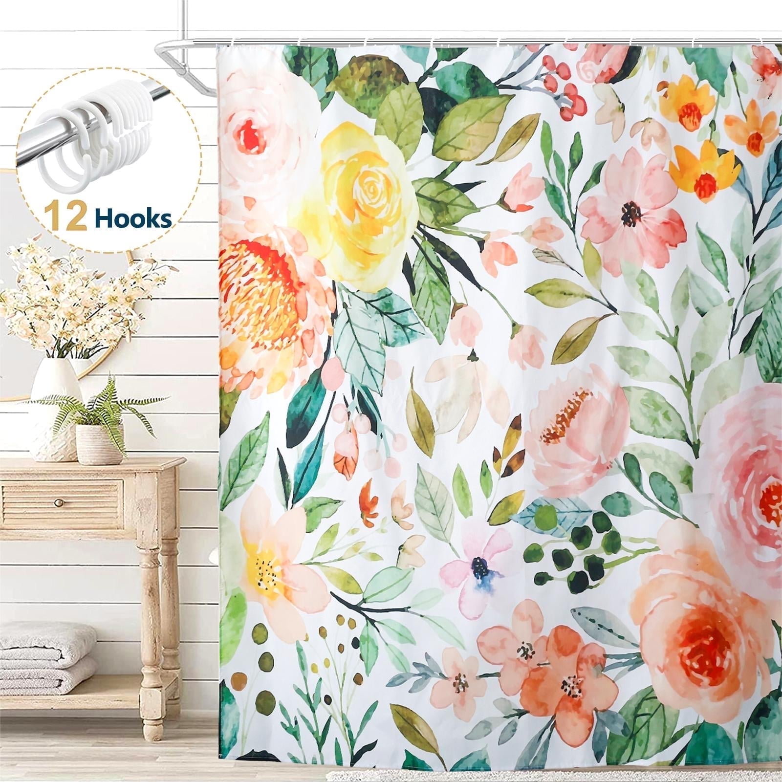 Click here for Dznils Boho Floral Fabric Shower Curtain  Modern B... prices