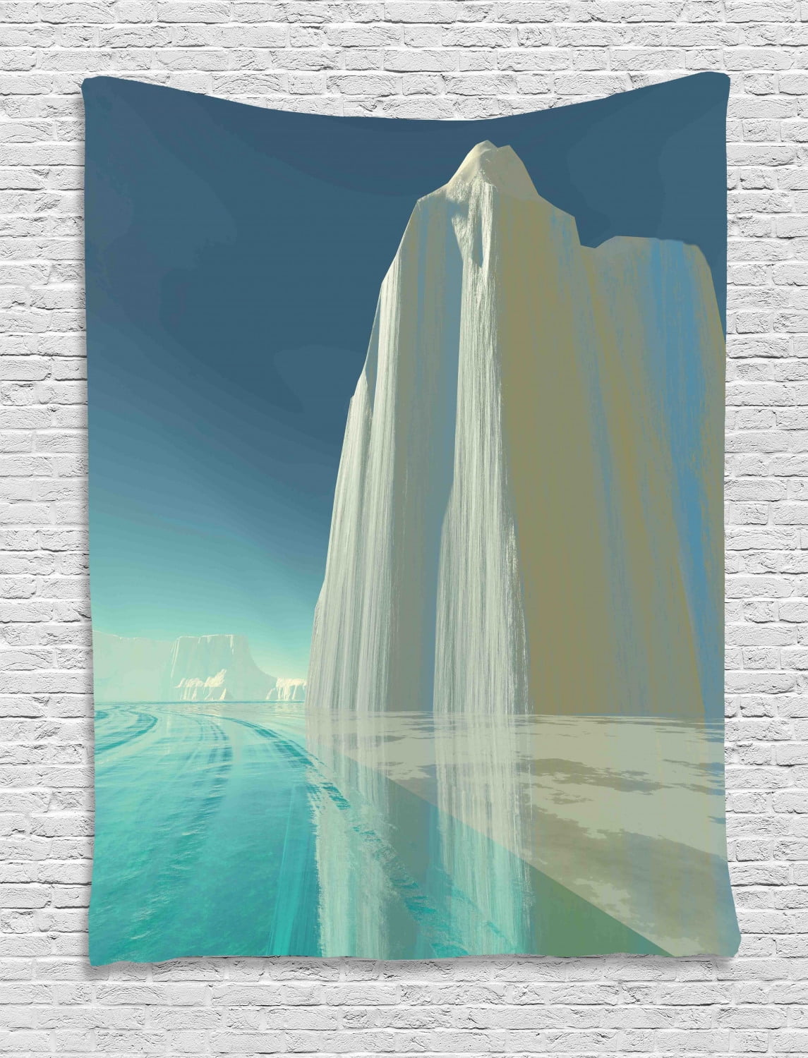 Ice Berg Tapestry, Graphical Massive Frigid Structure by the Sea, Wall ...