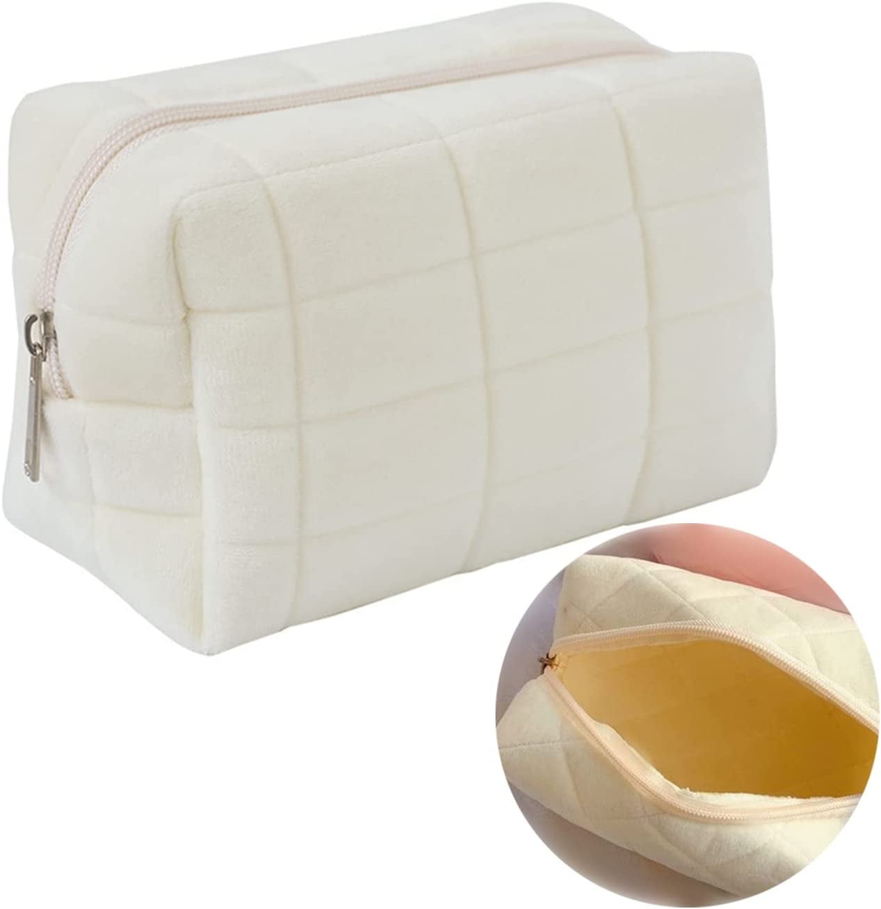 Plush Makeup Bag ,Soft Fuzzy Cosmetic Pouch Travel Toiletry Bag,Multi ...