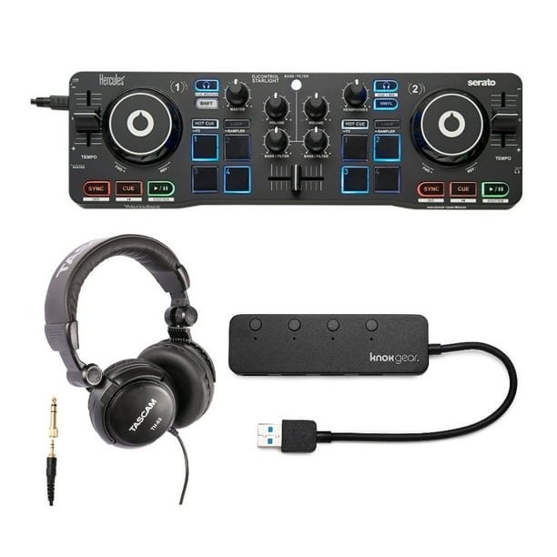 Hercules DJControl Starlight Pocket USB DJ Controller with Headphones ...