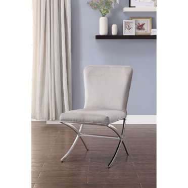 ACME Fabiola Side Chair (Set of 2) in Fabric and Stainless Steel ...