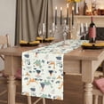 Cartoon Animals Table Runner Funny Dinosaur Tropical Plants Green Blue ...