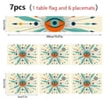 7 Piece Linen Table Runner and Placemats Set, Abstract Eye Pattern ...