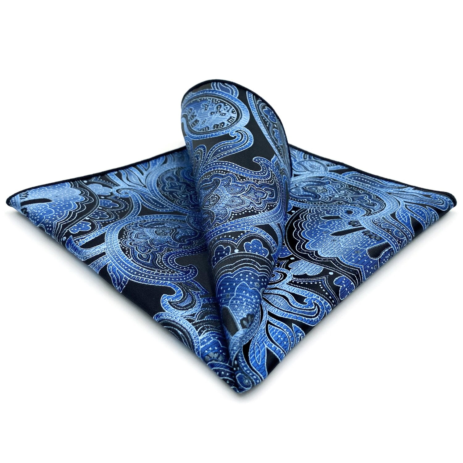 Pocket Square for Men Geometric Blue Black Silk Paisley Hanky - Walmart.com