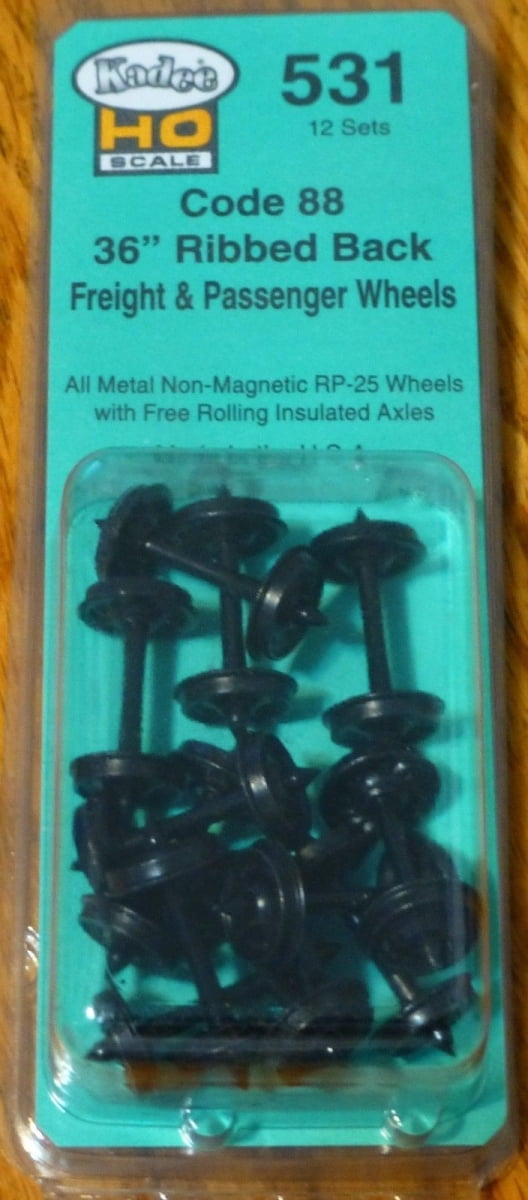 Kadee HO Scale Code 88 (.088") 36" Ribbed-Back Semi-Scale Wheelset (12 ...
