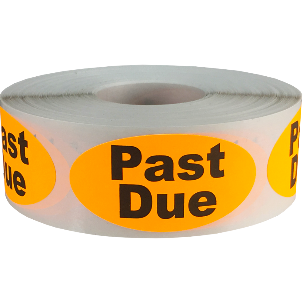 Past Due Labels 1 x 2 Inch Oval Shape 500 Total Adhesive Stickers ...