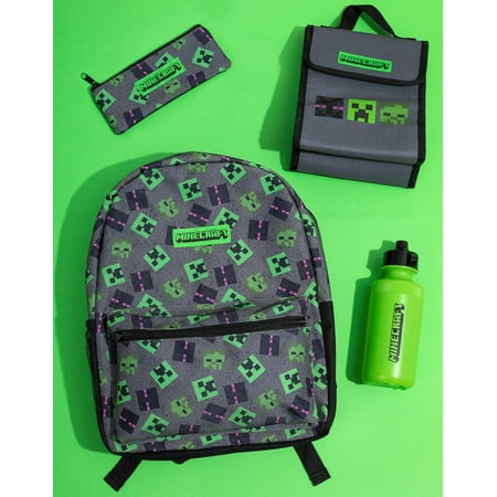 Minecraft Backpack And Lunch Box Set For Kids | 4 Piece Creeper Zombie ...