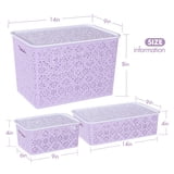 Set of 4 Stackable Lace-Design Storage Bins Plastic Home Organizer ...
