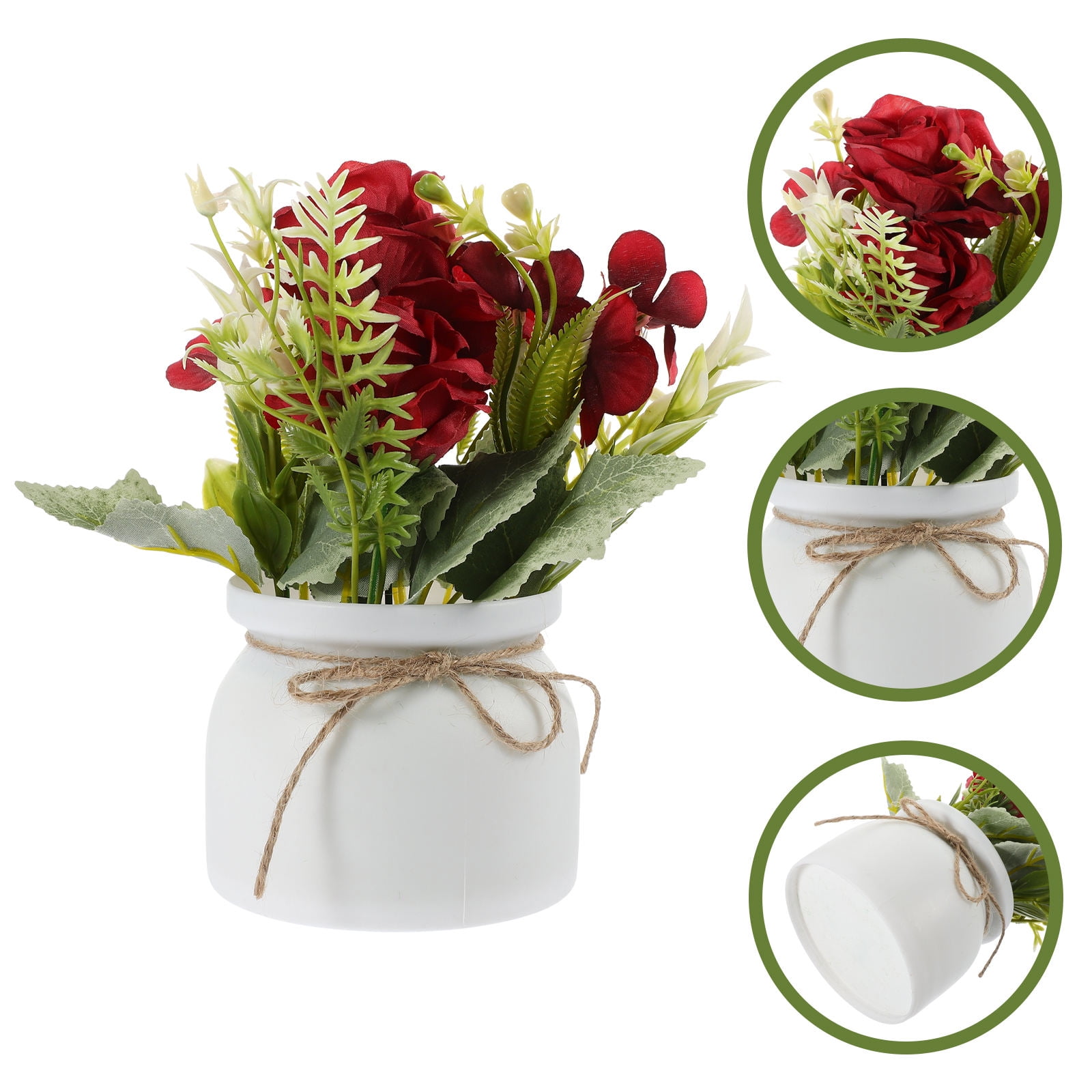 Washwepe Artificial Flowers In Pot Simulation Bonsai Decor Red Pe Home Decoration 1pack Other 7.7x6.7x6.4in