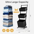 TECHVIDA 3-Tier Laundry Hamper Cart, Adjustable Basket Sorter, Durable ...