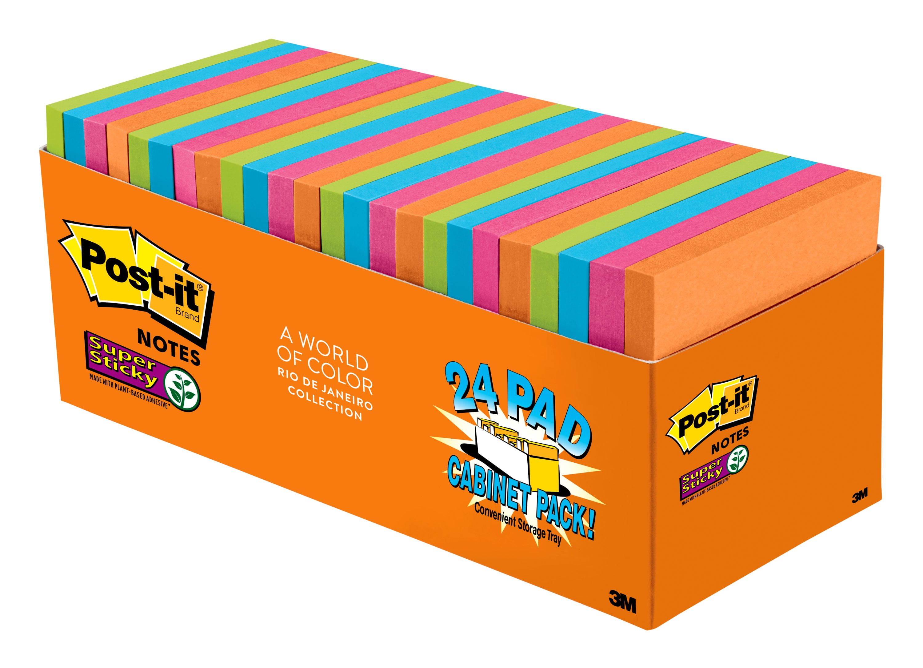 Post-it Super Sticky Notes Cabinet Pack, 3in. x 3in., Rio de Janeiro ...