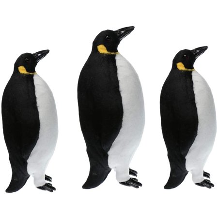 3 x Decorative Fake Feathered Penguin Animal Statue Sculptures ...