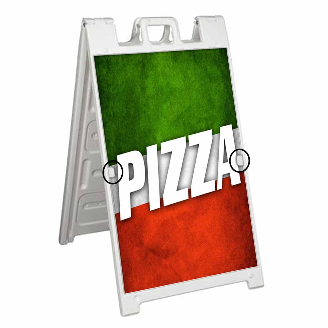 Fresh Pizza (24" X 36") Deluxe A-Frame Signicade, Includes 2 Removable ...
