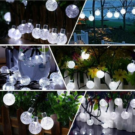 7M/23ft 50LED RGB Solar String Lights IP65 Waterproof Crystal Ball ...