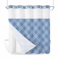 Light Blue Grid No Hook Shower Curtain with Snap in Liner, Modern ...