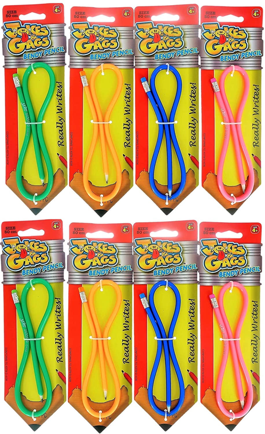 JA RU Flexible Bendy Pencil 20 inches 20" Long (8 Units Assorted Color ...