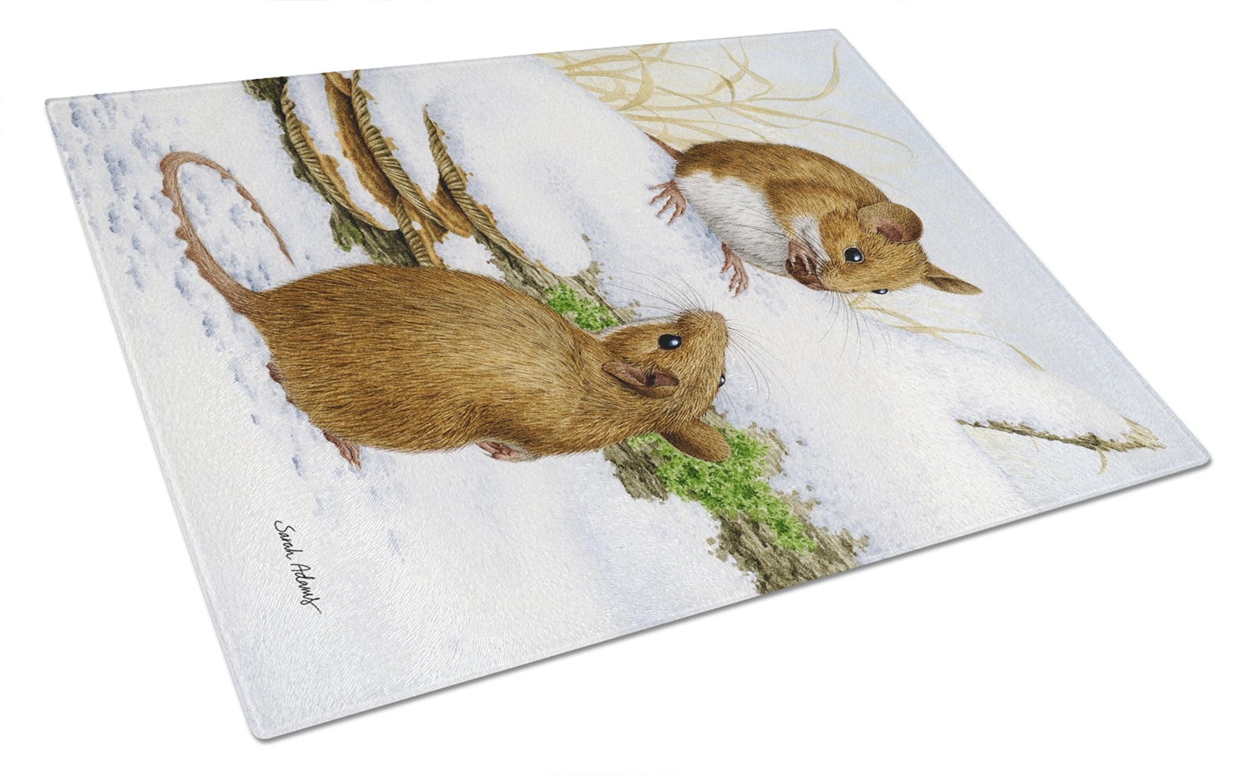 Caroline's Treasures Wood Mice Wood Mouse Glass Cutting Board Large ...