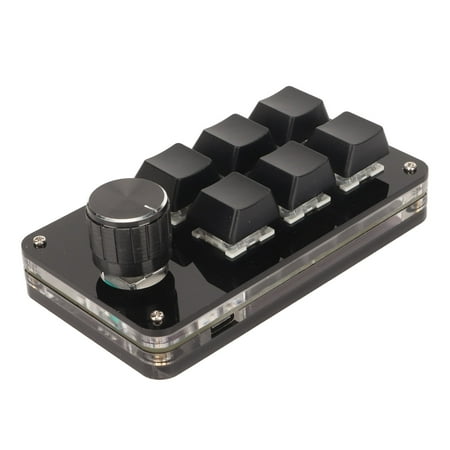 6 Key One Handed Macro Keyboard Mechanical, Mini Keypad With Knob RGB ...