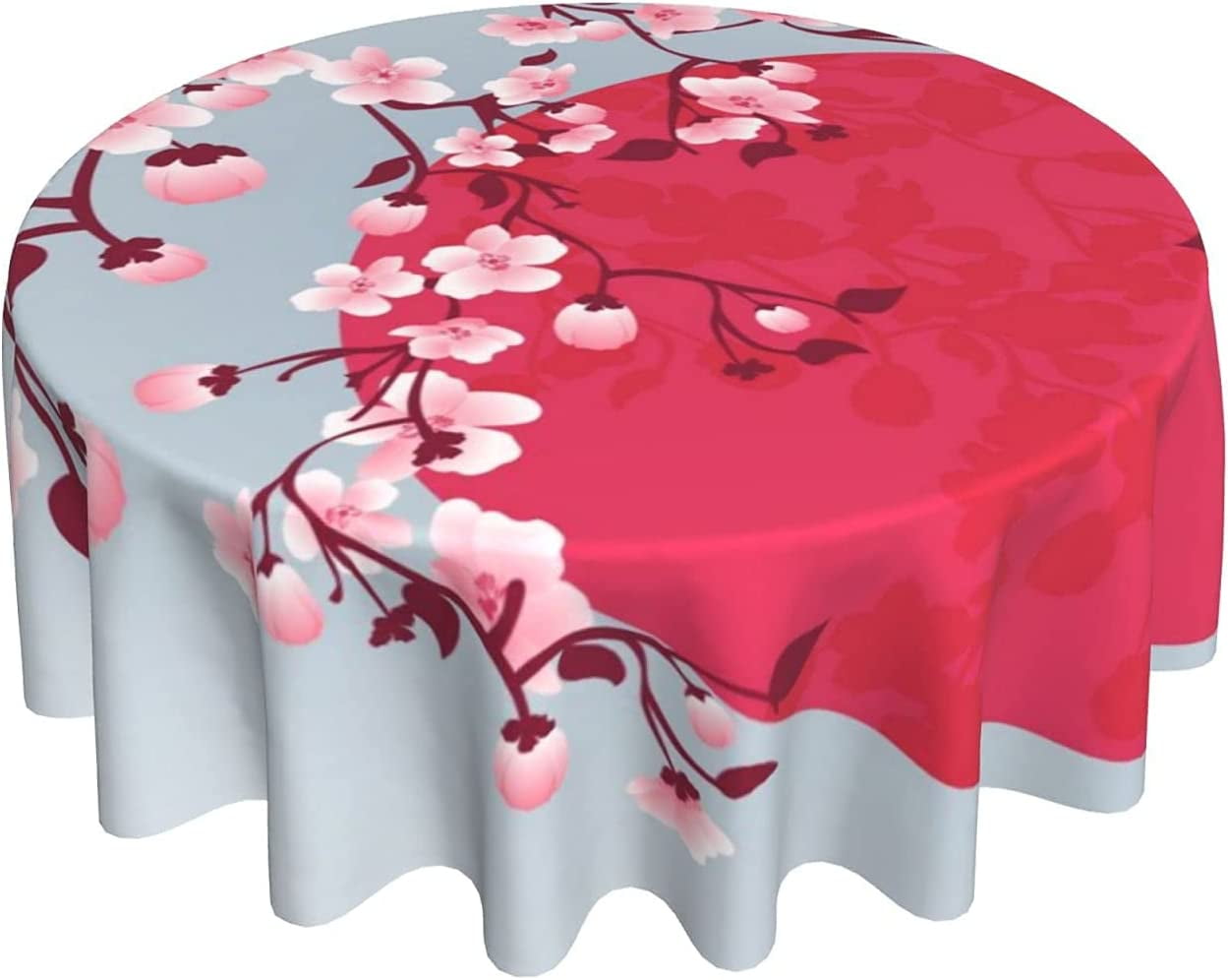 Japanese Cherry Blossom Round Tablecloth Thicken Desk Cloth Washable ...