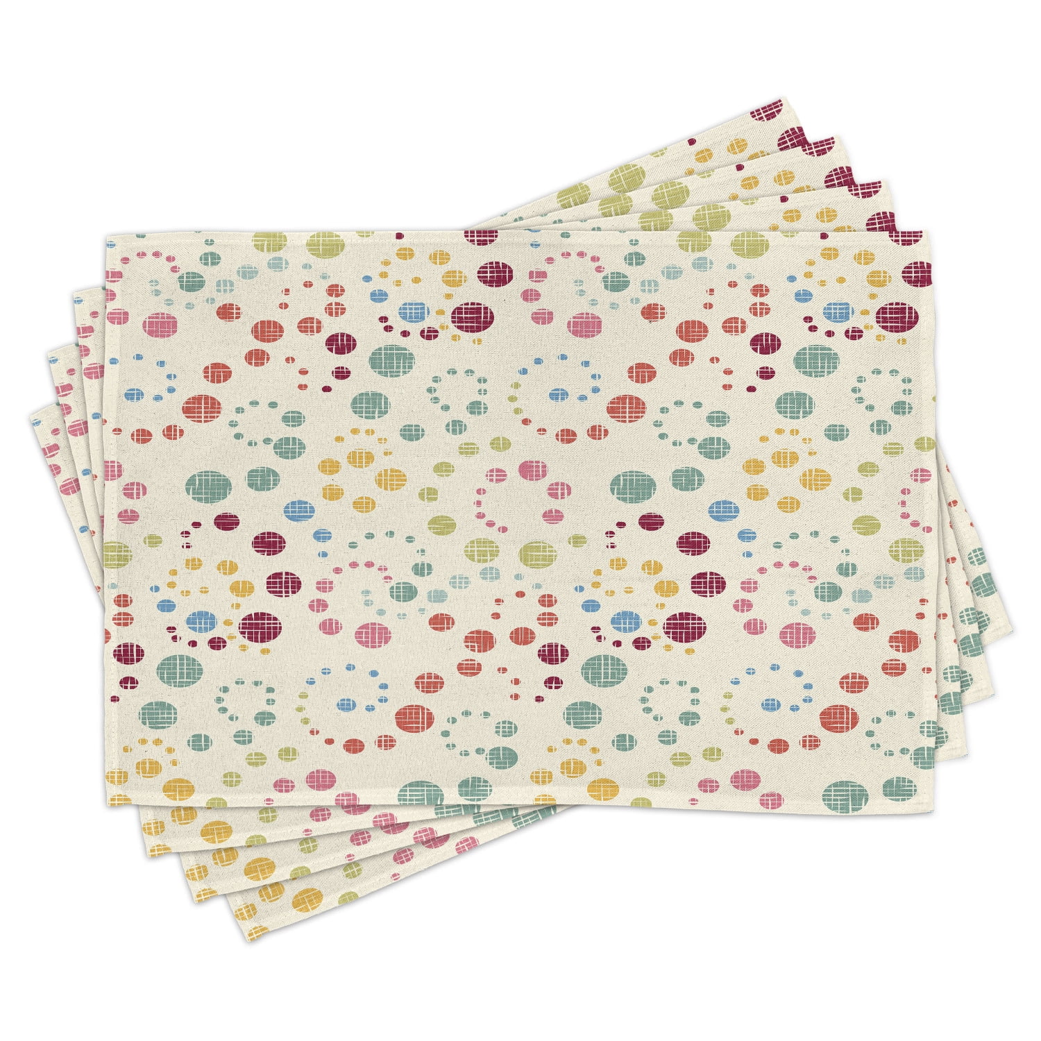 Ambesonne Polka Dots Place Mats Set of 4, Retro Colorful Art, Standard ...