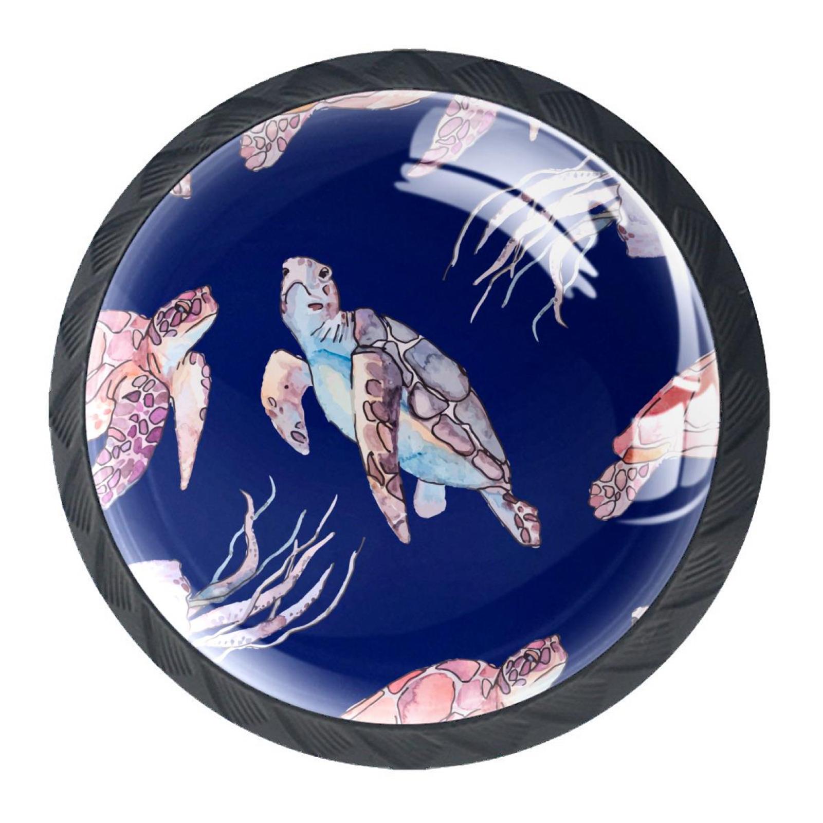 4 Pcs Watercolor Turtle Knobs for Kitchen Cabinet Cupboard Dresser ...