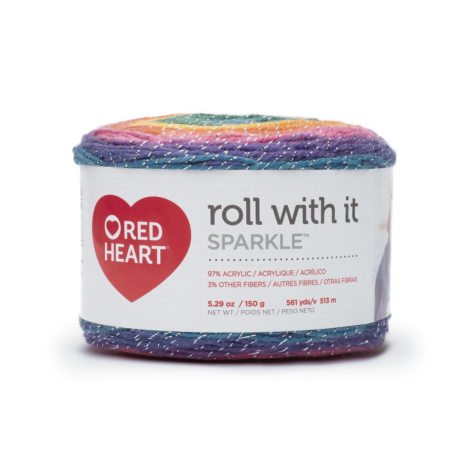 Fil Red Heart® Roll With It Sparkle™, acrylique #4 moyen, 5,3 oz/150 g ...