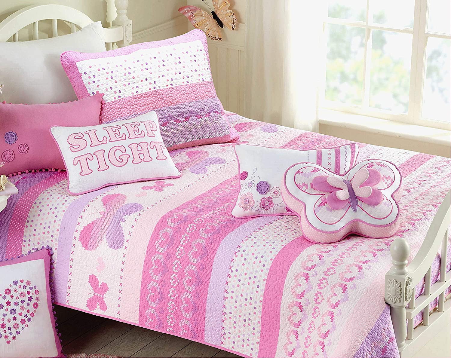 Cozy Line Cami Butterfly Knit Print Pink Purple Cotton Quilt Bedding ...
