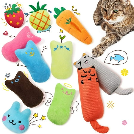 11 Pieces Cat Catnip Toys Cartoon Square Catnip Cat Chew Toys ...
