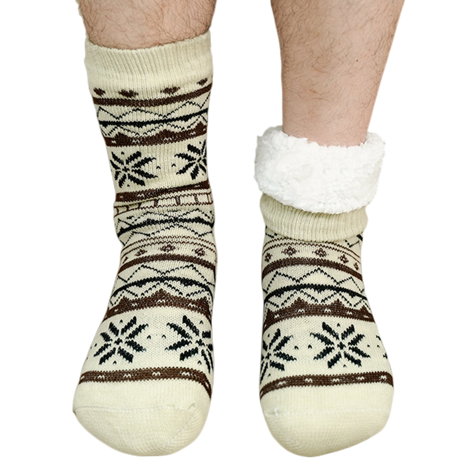 Men's Slipper Socks with Grips Non Slip Soft Fuzzy Cozy Fleece Lined ...