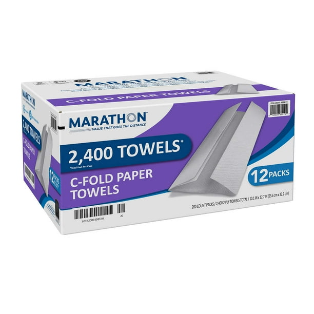 Marathon Paper Towel, C-Fold, 2-Ply, 200 Sheets, 12-count - Walmart.com