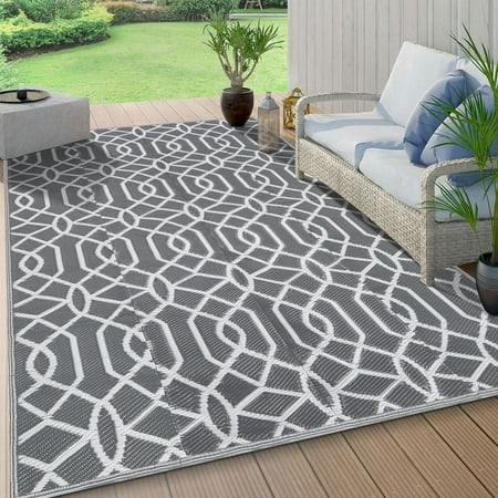 SJ LLC Reversible Outdoor Rugs 5x7 Ft Outdoor Carpet Waterproof Outdoor ...