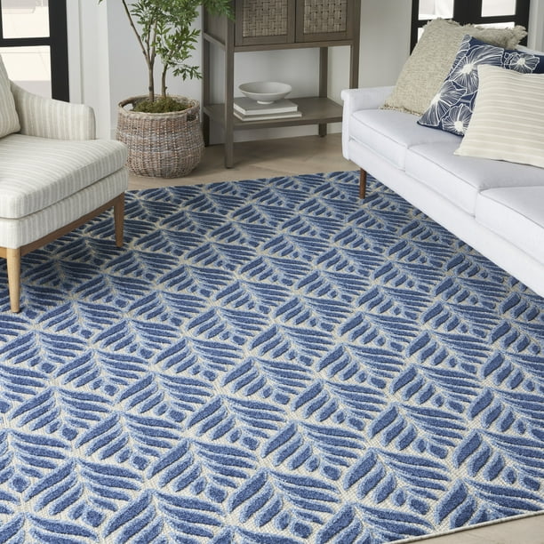 Nourison Aloha Indoor/Outdoor Blue 9' x 12' Area Rug, (9x12) - Walmart.com