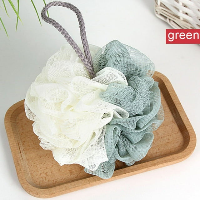 Soft Color-Block Bath Shower Sponge Exfoliating Loofah Mesh Pouf Body ...