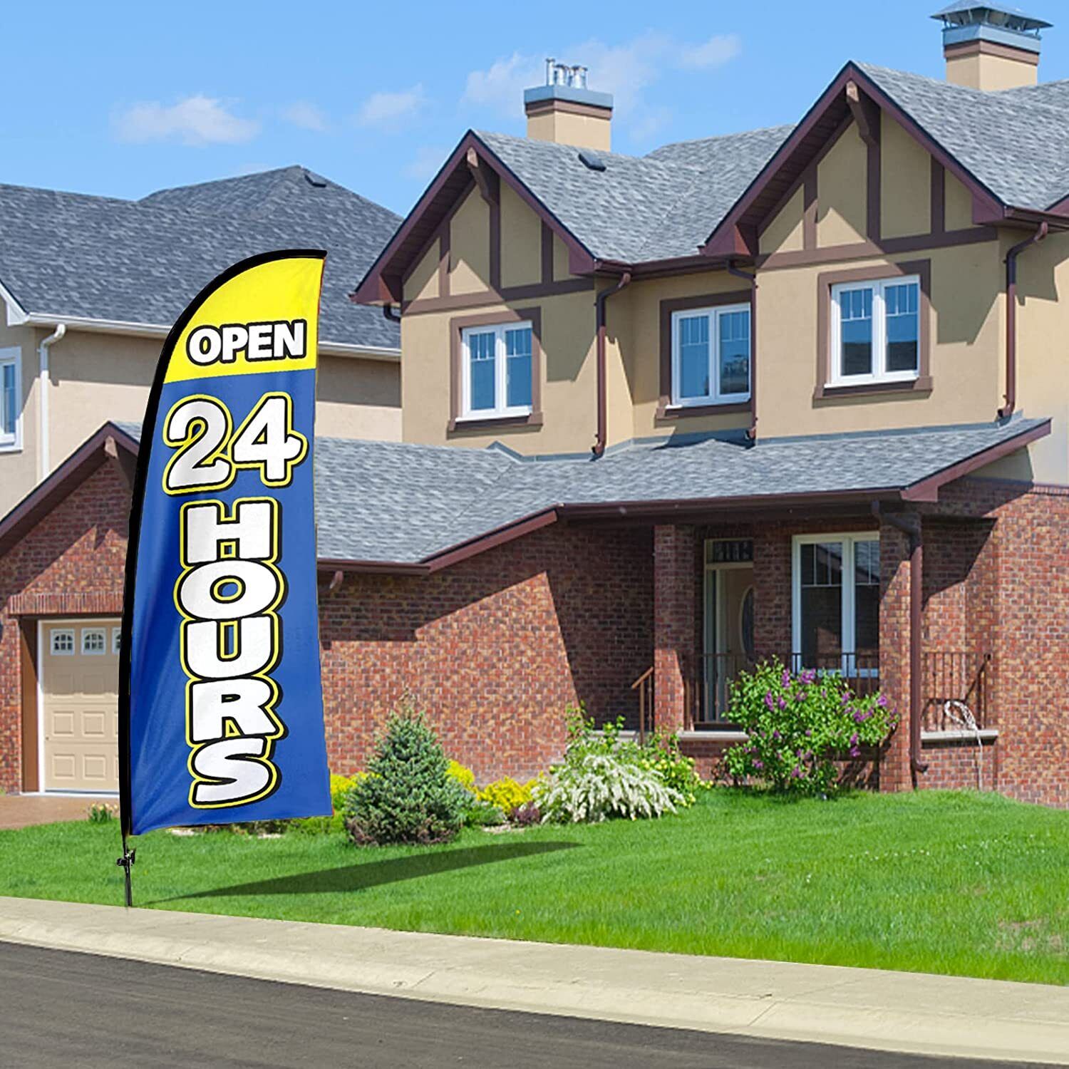 QSUM Open 24 Hours Advertising Feather Flag , Open 24 Hours Swooper ...