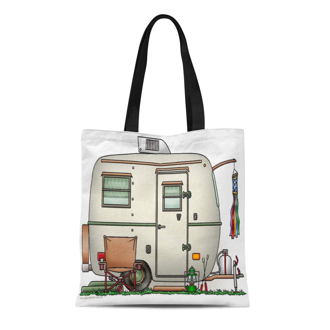 SIDONKU Canvas Tote Bag Camping Cute Vintage Glass Egg Camper Travel ...