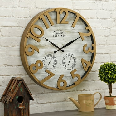 FirsTime & Co. White Townsend Barn Door Wall Clock, Farmhouse, Analog ...