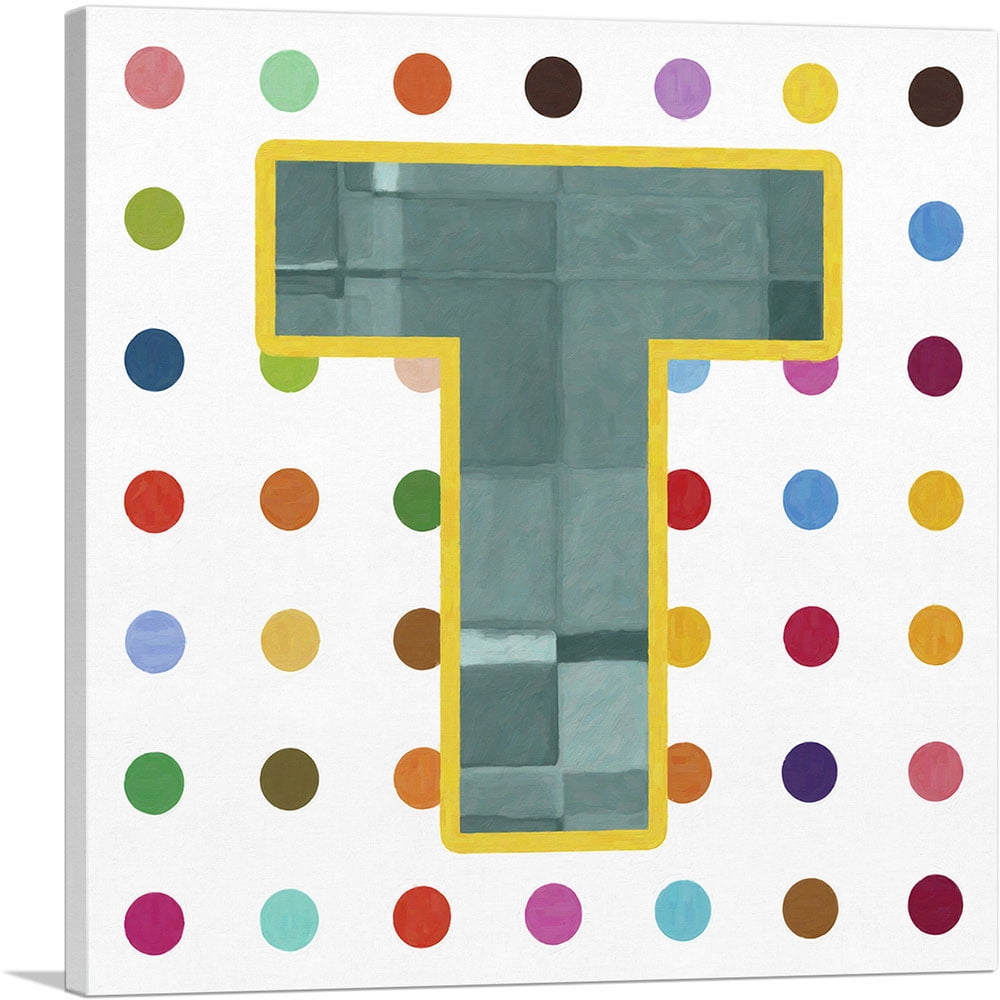 ARTCANVAS Fun Polka Dots Letter T Canvas Art Print - Size: 26" x 26" (1 ...