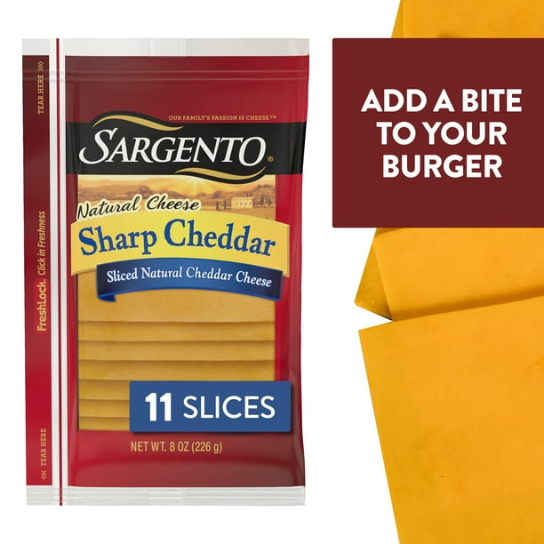 Sargento® Sliced Sharp Natural Cheddar Cheese, 11 slices - Walmart.com