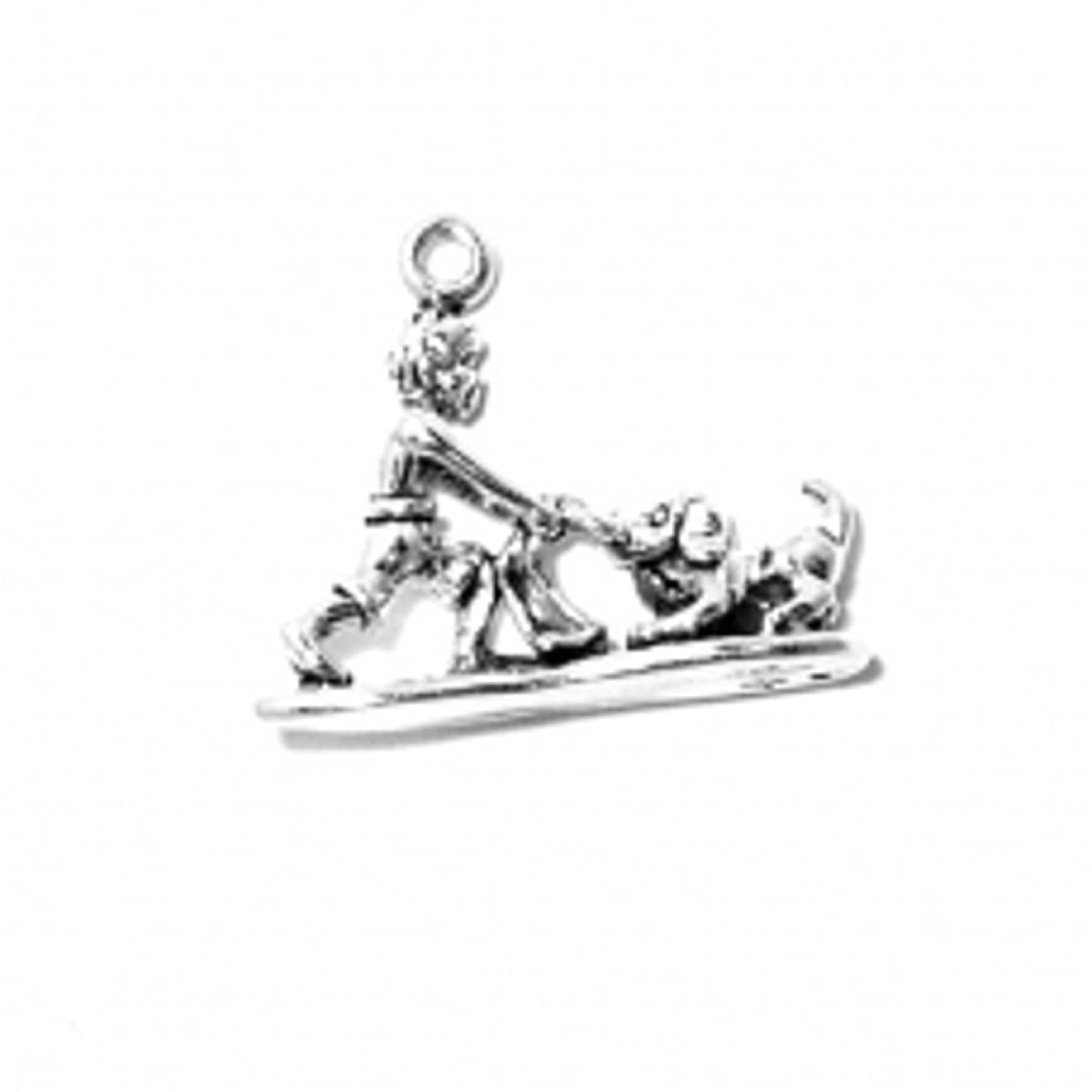 Sterling Silver 18" Unisex 1.5mm Box Chain 3D Little Boy Playing Tug Of ...