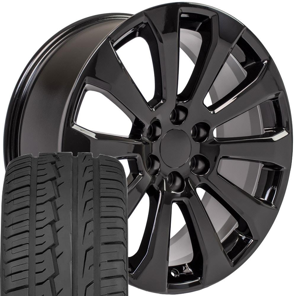 22 inch Black 5922 Wheels & 285/45R22 Tires Fit GMC Chevy High Country ...