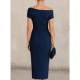 AURA Womens One Shoulder Maxi Dress Pleated Waist Cinching Slit Evening ...