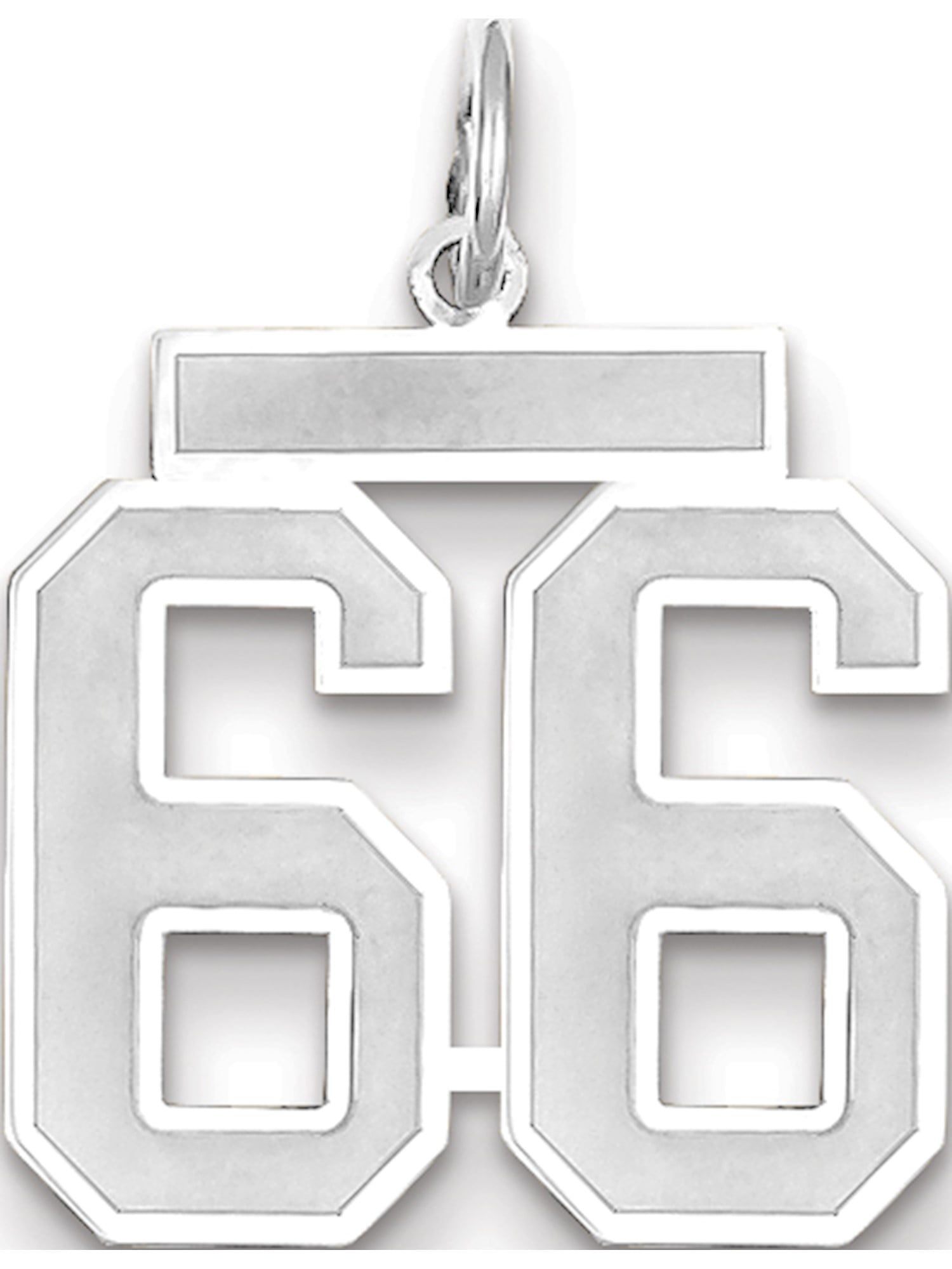 14k White Gold WG Medium Satin Number 66 Pendant / Charm - Walmart.com