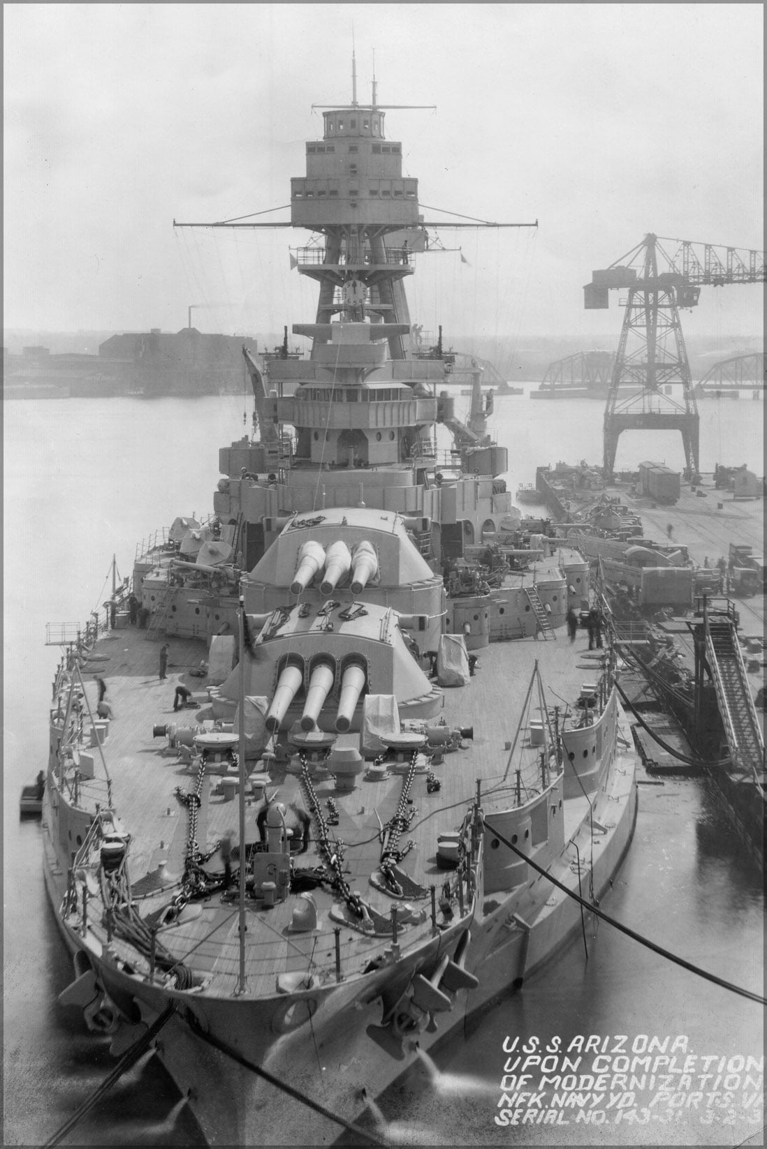 24"x36" Gallery Poster, Bow view of the USS Arizona March 1931 ...